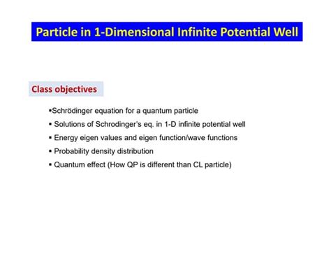 particle in one dimensional infinite potential well box ppt