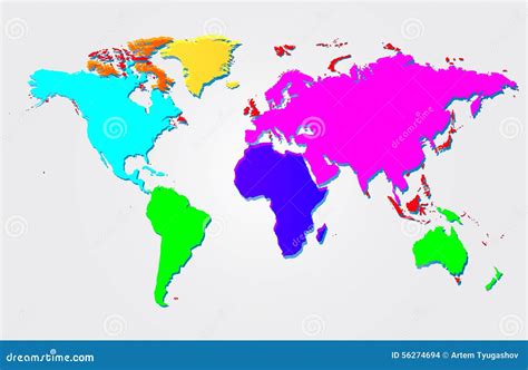 Ilustração Colorido Do Mapa Do Mundo Ilustração Stock Ilustração de