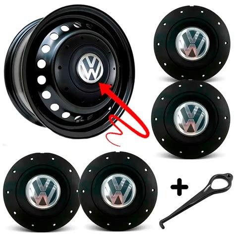 Jogo Calotas Centro Roda Ferro Vw Amarok Aro Furos