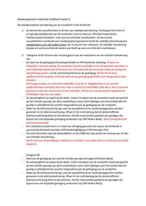 Inleveropdracht Materieel Strafrecht Week 2 De Heersende