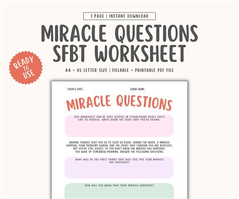 Buy Miracle Questions Worksheet SFBT Worksheets Solution Focused Online