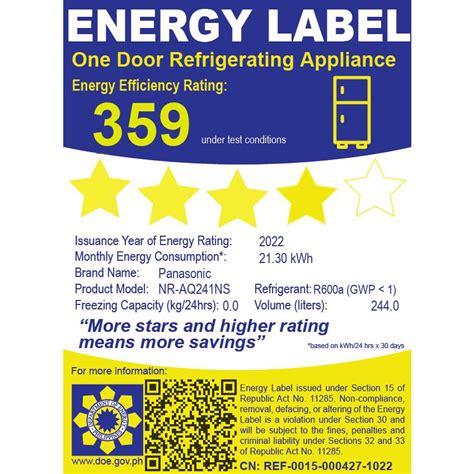 Panasonic NR AQ241NS 8 6 Cu Ft 1 Door Direct Cool Non Inverter