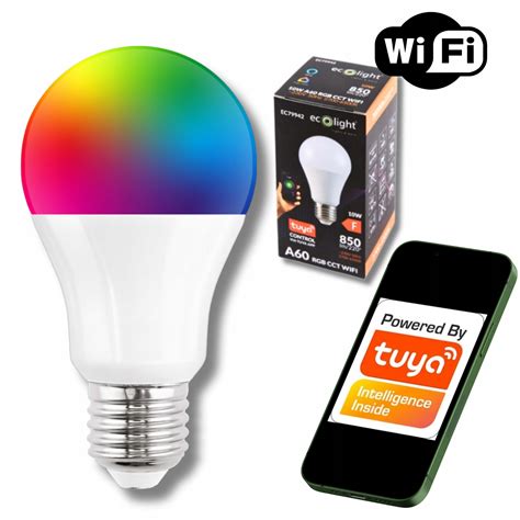 Żarówka LED E27 10W RGB CCT WiFi Tuya Smat Inteligentna Kolorowa