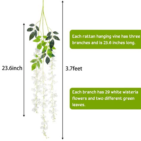 Cewor Pack Wisteria Hanging Flowers Feet Artificial Flowers Fake