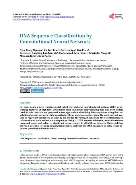 pdf dna sequence classification by convolutional neural network