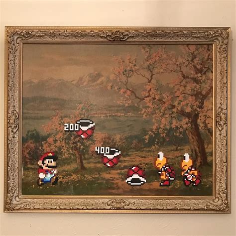 Mario Getting His Koopa Troopa Points Some Mixed Media Perler On