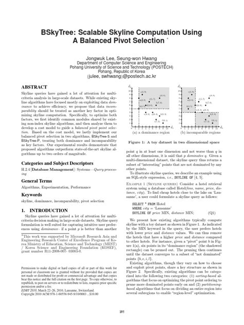 bskytree scalable skyline computation using a balanced pivot selection pdf algorithms