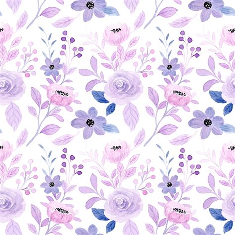 Padrão sem emenda em aquarela floral roxo suave Vetor Grátis