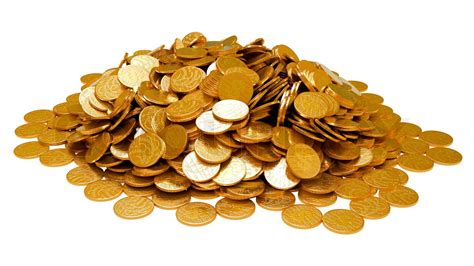 Ergebnis Haufen Goldmünzen isoliert Stock Bild Colourbox