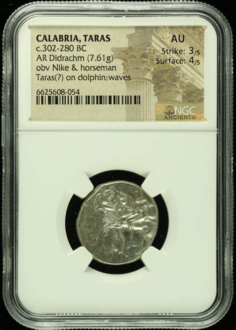 Calabria Taras C Bc Ar Didrachm Ngc Au World
