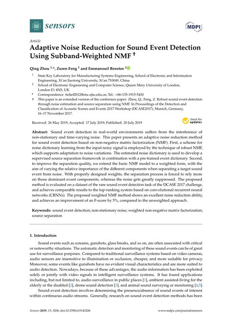 pdf adaptive noise reduction for sound event detection using subband weighted nmf