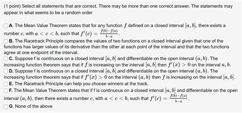 solved 1 point select all statements that are correct
