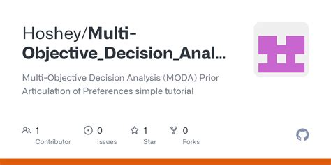 github hoshey multi objective decision analysis moda prior articulation of preferences simple
