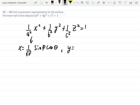 solved 19 26 find a parametric representation for the surface the lower half of the ellipsoid 2