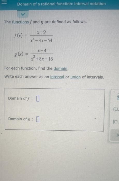 solved domain of a rational function interval notation the