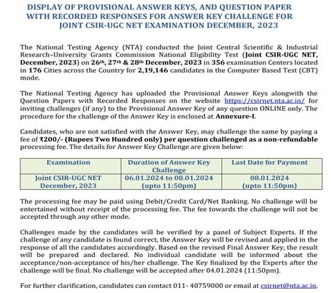 csir ugc net 2023 answer key released