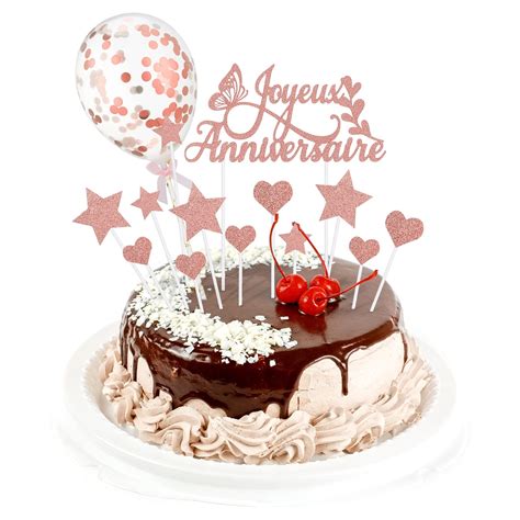 Xinzistar 15 Pièces Decoration Gateau Topper Joyeux Anniversaire Happy