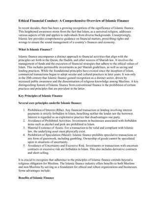 Ethical Financial Conduct A Comprehensive Overview Of Islamic Finance