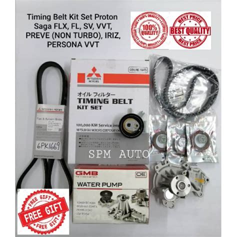 Timing Belt Kit Set K Proton Saga Flx Vvt Preve Non Turbo Iriz