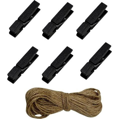 Lot De 100 Mini Pinces À Linge En Bois Robuste 3 5 Cm Avec Ficelle De