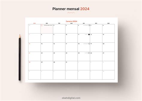 Planner Digital Mensal Para Imprimir A Obah Digital