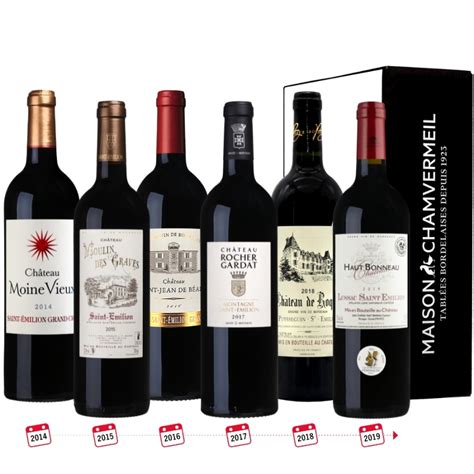 Coffret vin Coffret Saint Émilion millésimé 6 vins de Bordeaux rouges