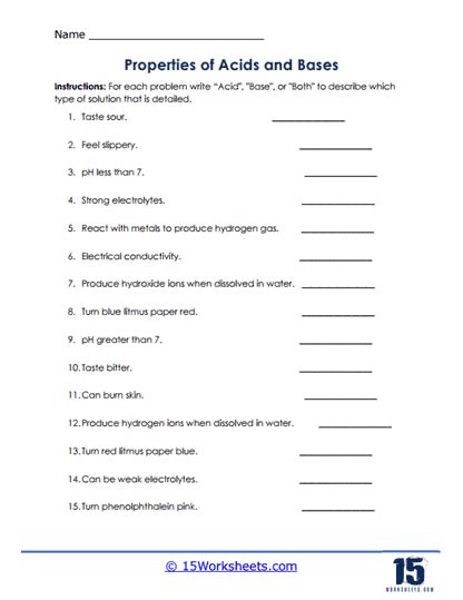 Acids And Bases Worksheets Worksheets