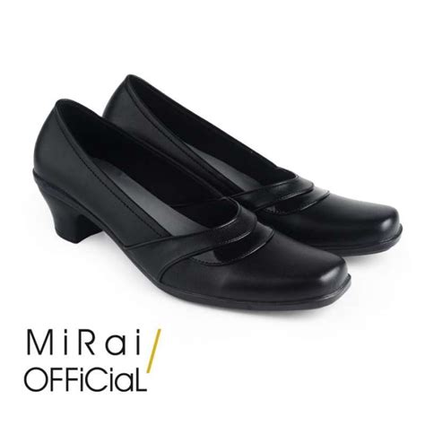 Promo Sepatu Wanita Kerja Hitam Hak Tahu 5cm Pantofel Nyaman Formal