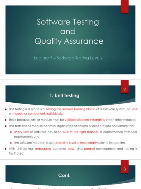 stqa lecture 7 software testing levels download free pdf software testing unit testing