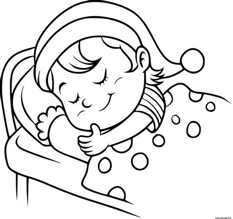 Coloriage Un Enfant Fort Paisiblement Sur Son Lit JeColorie