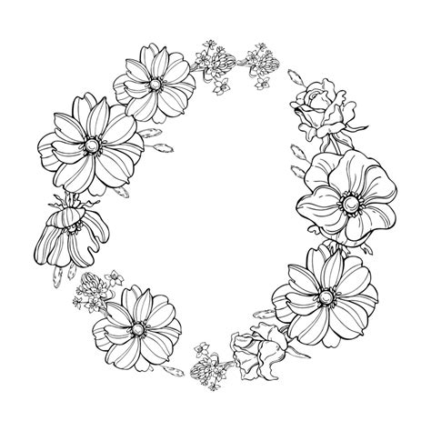 Hand Drawn Wreath Vector Hd Images Hand Drawn Flower Wreath Flower