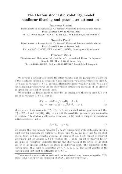 the heston stochastic volatility model nonlinear filtering and