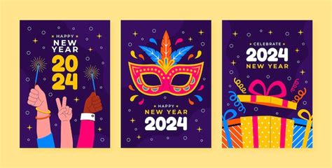 Collection De Cartes De Vœux Plates Pour La Célébration De La Nouvelle