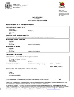 Fillable Online Tourspain Solicitud De Participaci N Fax Email Print