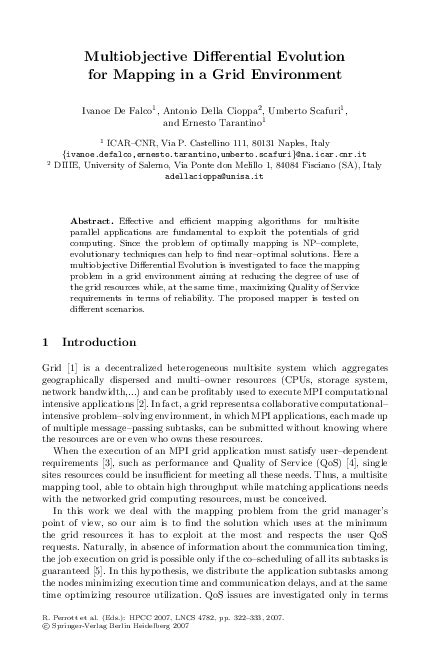 pdf multiobjective differential evolution for mapping in a grid environment ernesto