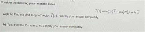 solved consider the following parameterized curve