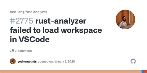 Rust Analyzer Failed To Load Workspace In VSCode Issue 2775 Rust
