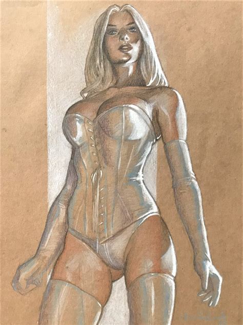 Rule 34 Blonde Hair Emma Frost Gerald Parel Hellfire Club Lingerie Looking At Viewer Marvel