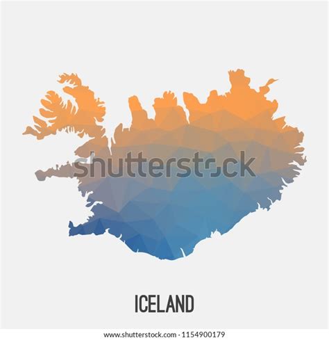 Iceland Map Geometric Polygonalmosaic Styleabstract Tessellationmodern