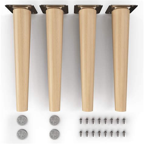 Lot de 4 pieds de table en bois massif naturel Idéal pour table à