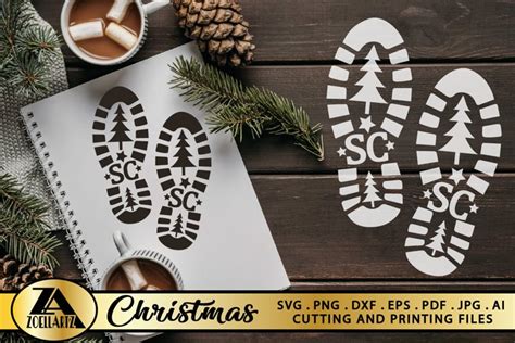 Santa Boot SVG Santa Boot Print Stencil SVG Santa 1119101