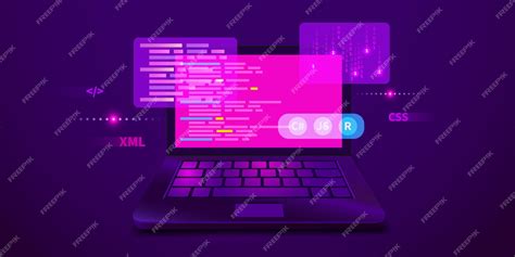 codificación y programación de desarrollo web código de computadora de banner futurista en
