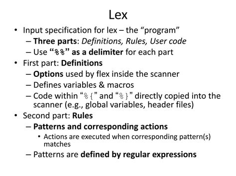 ppt scanning and parsing with lex and yacc powerpoint presentation id 3268899