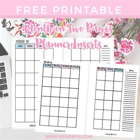 A Size Weekly Undated Planner Printable Inserts Wo P Week On Two