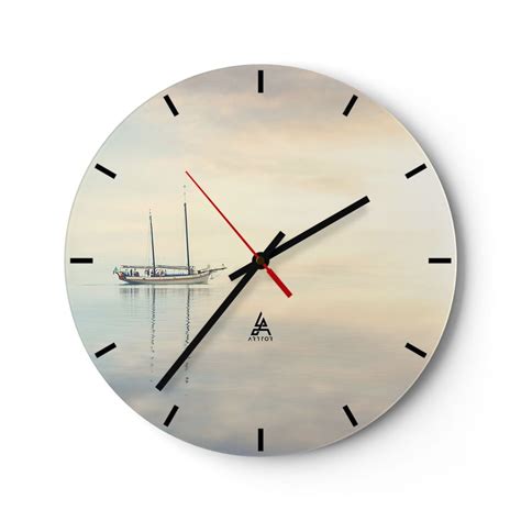 Zegar ścienny W morzu ciszy 40x40cm Żaglówka Morze Woda Okrągły