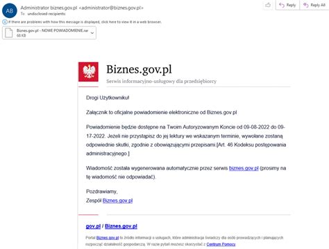 Uwaga Na Maile Od Biznes Gov Pl Niebezpiecznik Pl