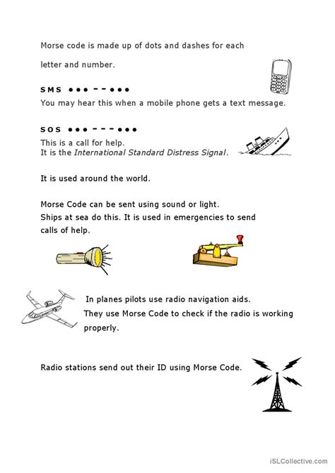 Morse Code Reading For Detail Deep English ESL Worksheets Pdf Doc