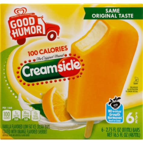 Good Humor Ice Cream Bars Low Fat Orange Sherbet 6 Pack