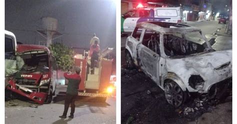 Carro pega fogo e ônibus ficam destruídos após acidente no Mutirão