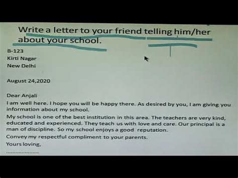 Letter To Your Friend Telling Him Her About Your School Class Vl